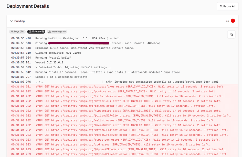 Fixing ERR_INVALID_THIS error on Vercel using PNPM | Jelani Harris Fixing ERR_INVALID_THIS error on Vercel using PNPM | Jelani Harris
